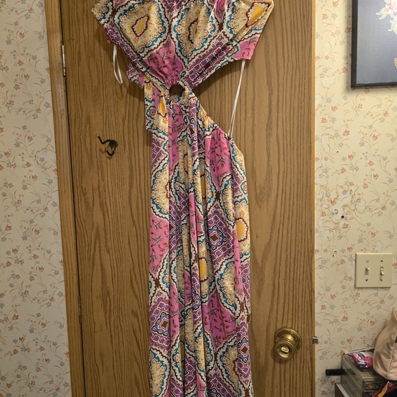 Aakaa | Pants & Jumpsuits | Boho Aakaa Cutout Wide Leg Jumpsuit Nwt ...